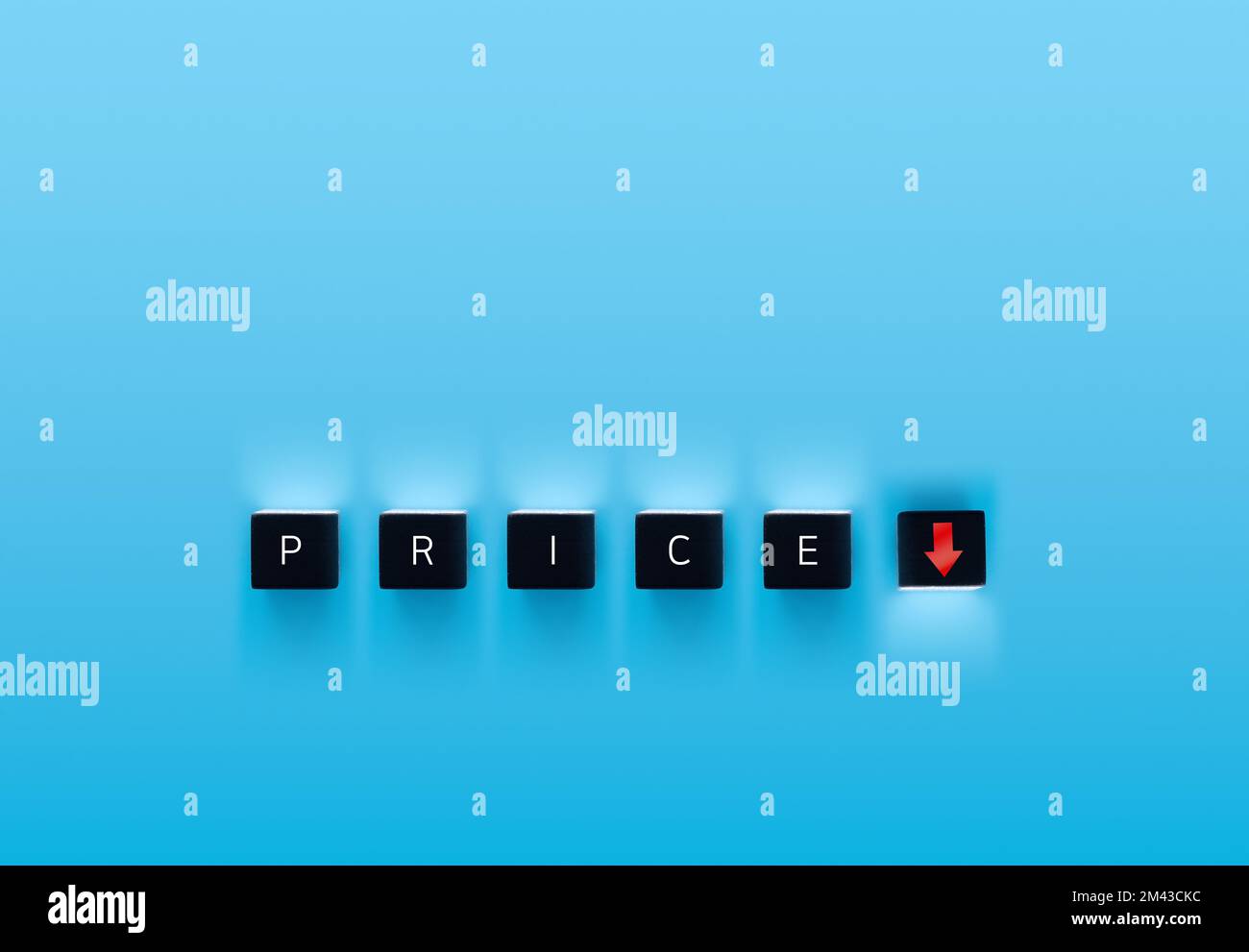 Price level symbol. A wooden cube with up icon. Wooden block with the ...