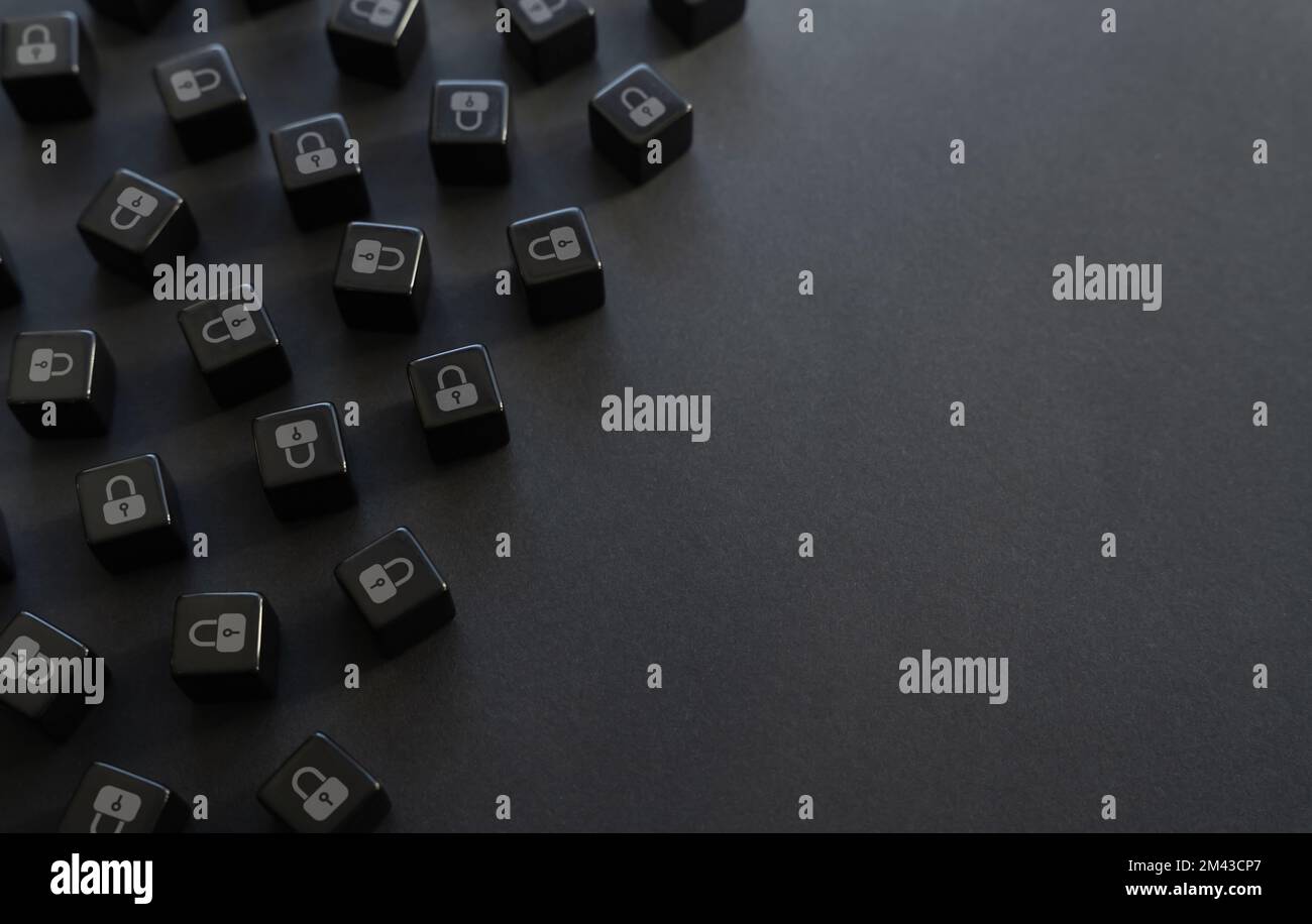 Blocks with padlocks. The concept of inaccessibility and secrecy ...