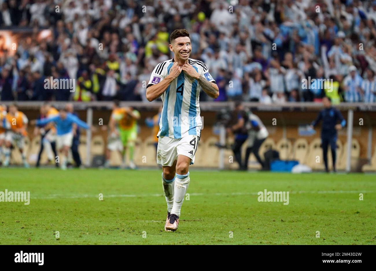 Argentina's Gonzalo Montiel celebrates scoring the winning goal during ...