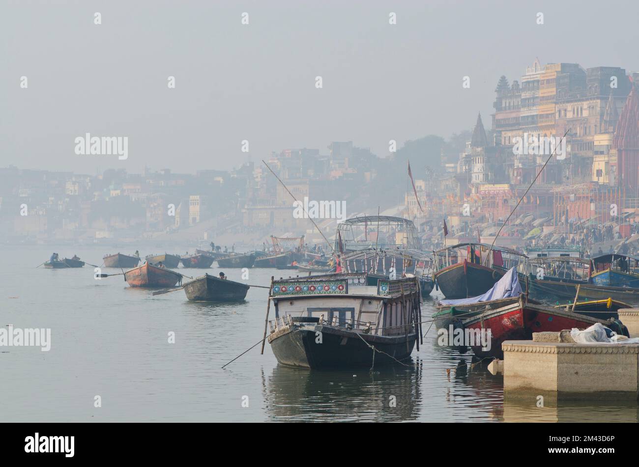 A boatride on the holy river Ganges is part of every pilgrimage Stock ...