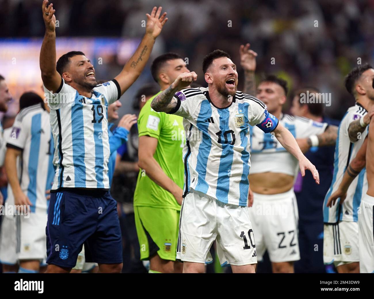 Argentina's Lionel Messi celebrates victory over France to win the FIFA ...
