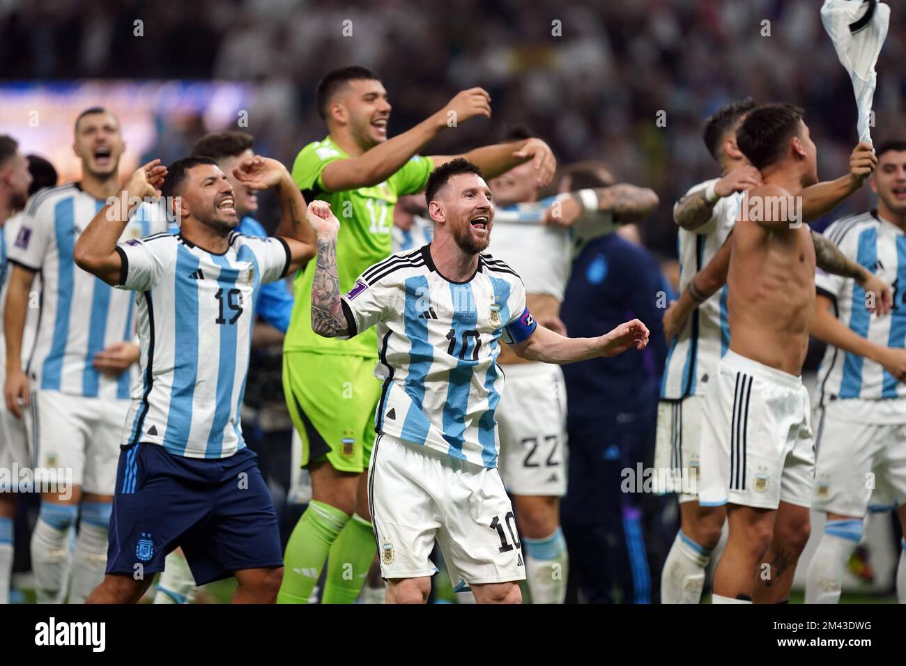 Argentina's Lionel Messi celebrates victory over France to win the FIFA ...