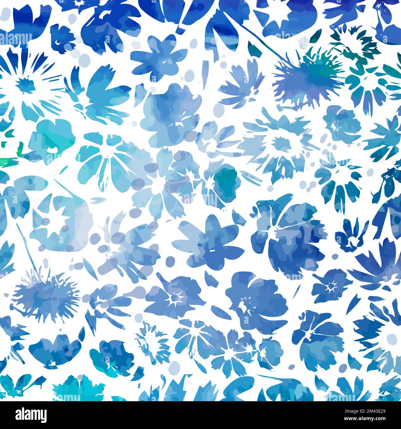 Vintage floral background. Pattern blue flowers. Vector illustration ...