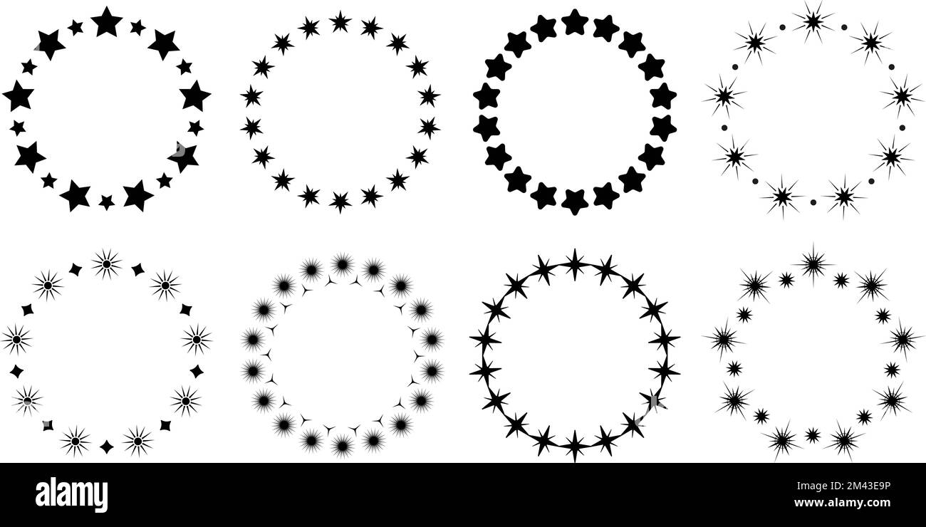 Black stars frames, simple circle star banners template. Various starry ...