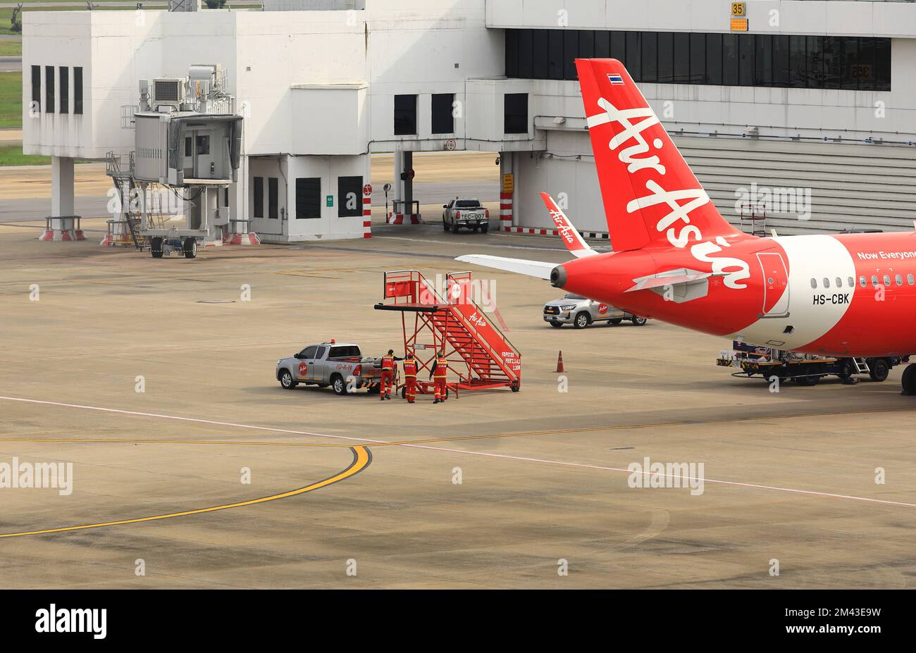Mobile Passenger Boarding Stairs move for services at Apron near aircraft bay Stock Photo - Alamy