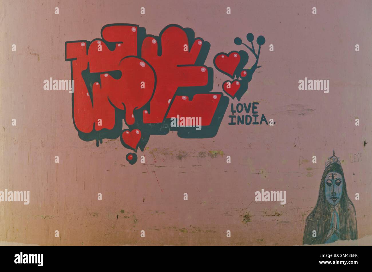 Graffity at on of the big watertanks at Main Ghat Stock Photo - Alamy