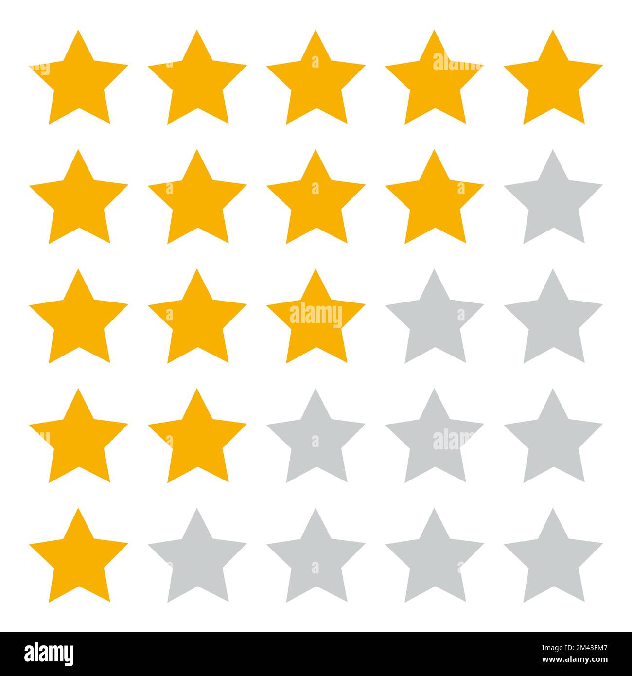 Five stars rating icons. Vector illustration isolated on white ...