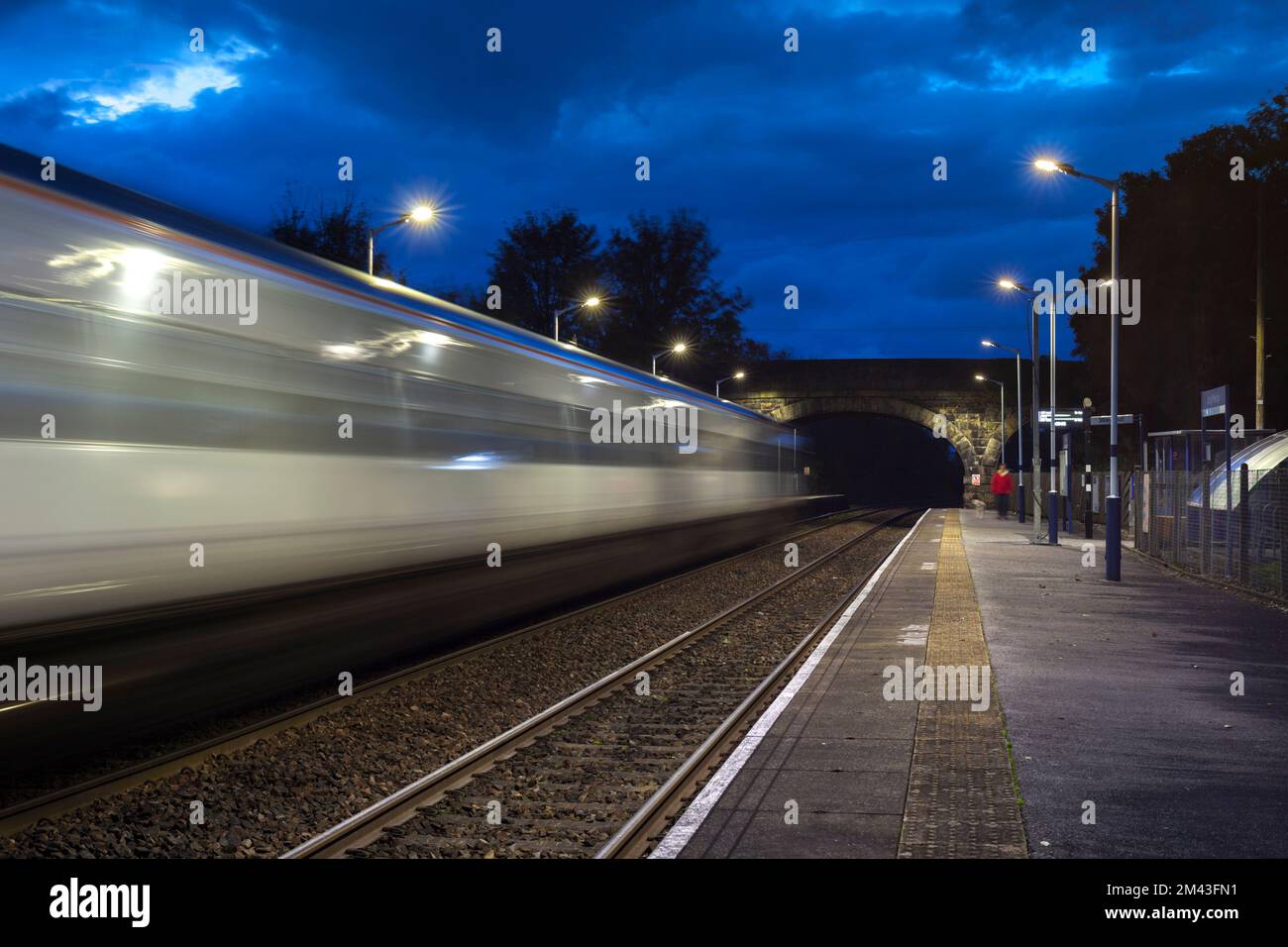 Northern Rail train arriving at Long Preston Railway station with ...
