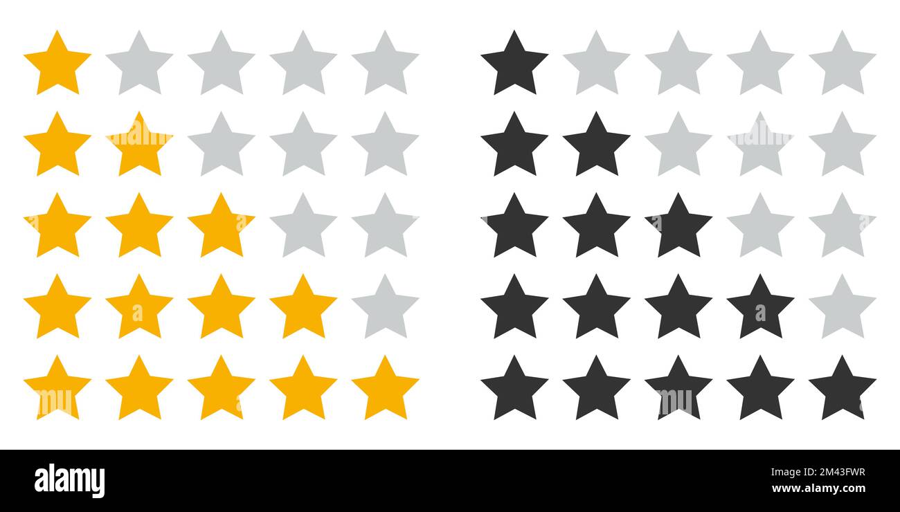 Five stars rating icon set. Vector illustration Stock Vector Image ...