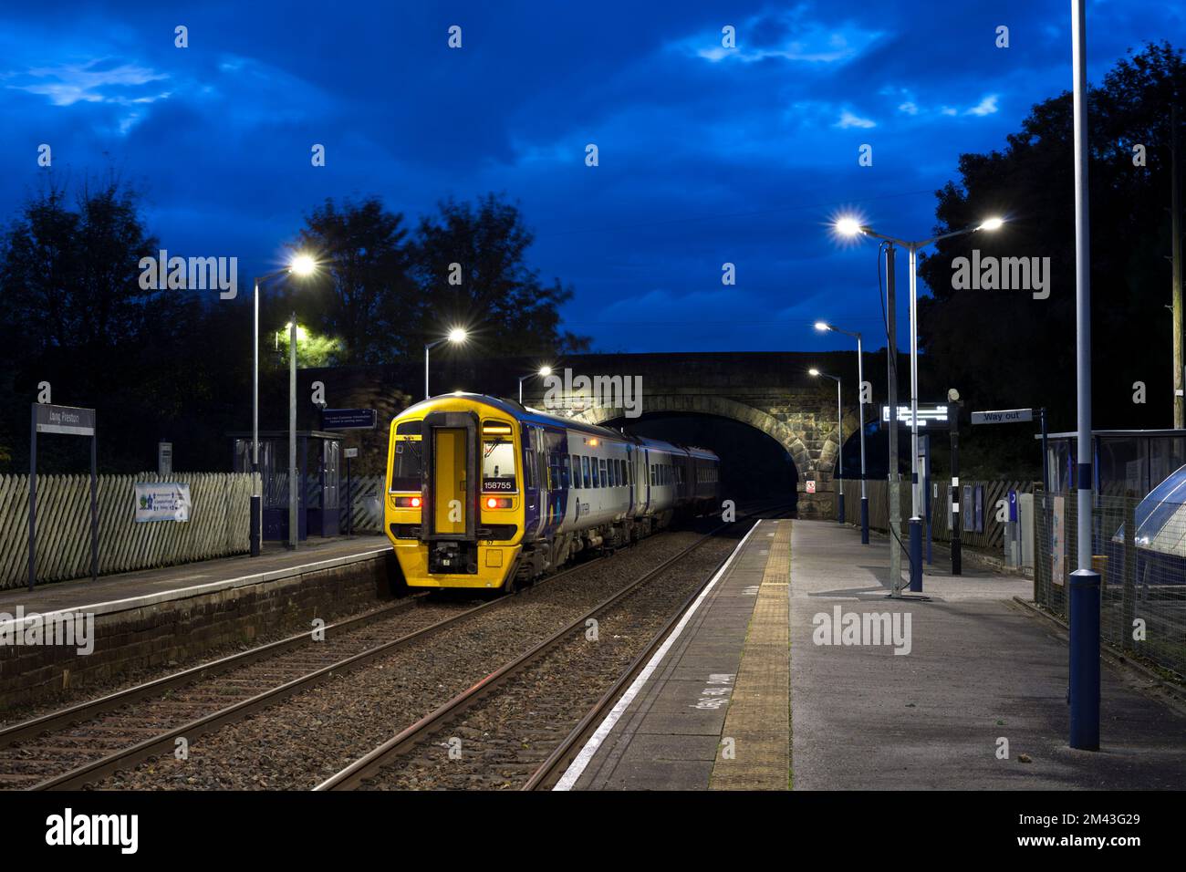 Northern rail class 158 train 158755 calling at the small 2 platform ...