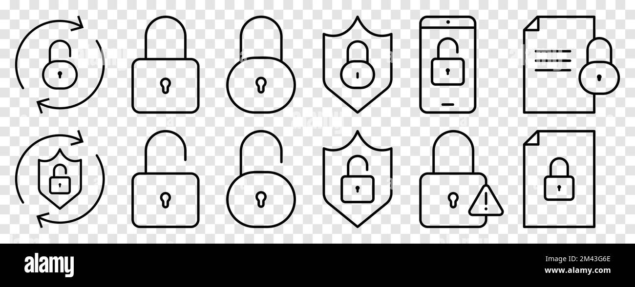 Lock icon set. Vector illustration isolated on transparent background ...