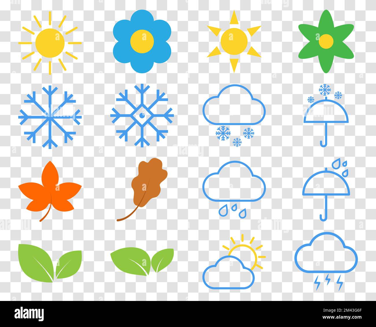 Season icons. Summer, winter, autumn, spring. Vector illustration ...