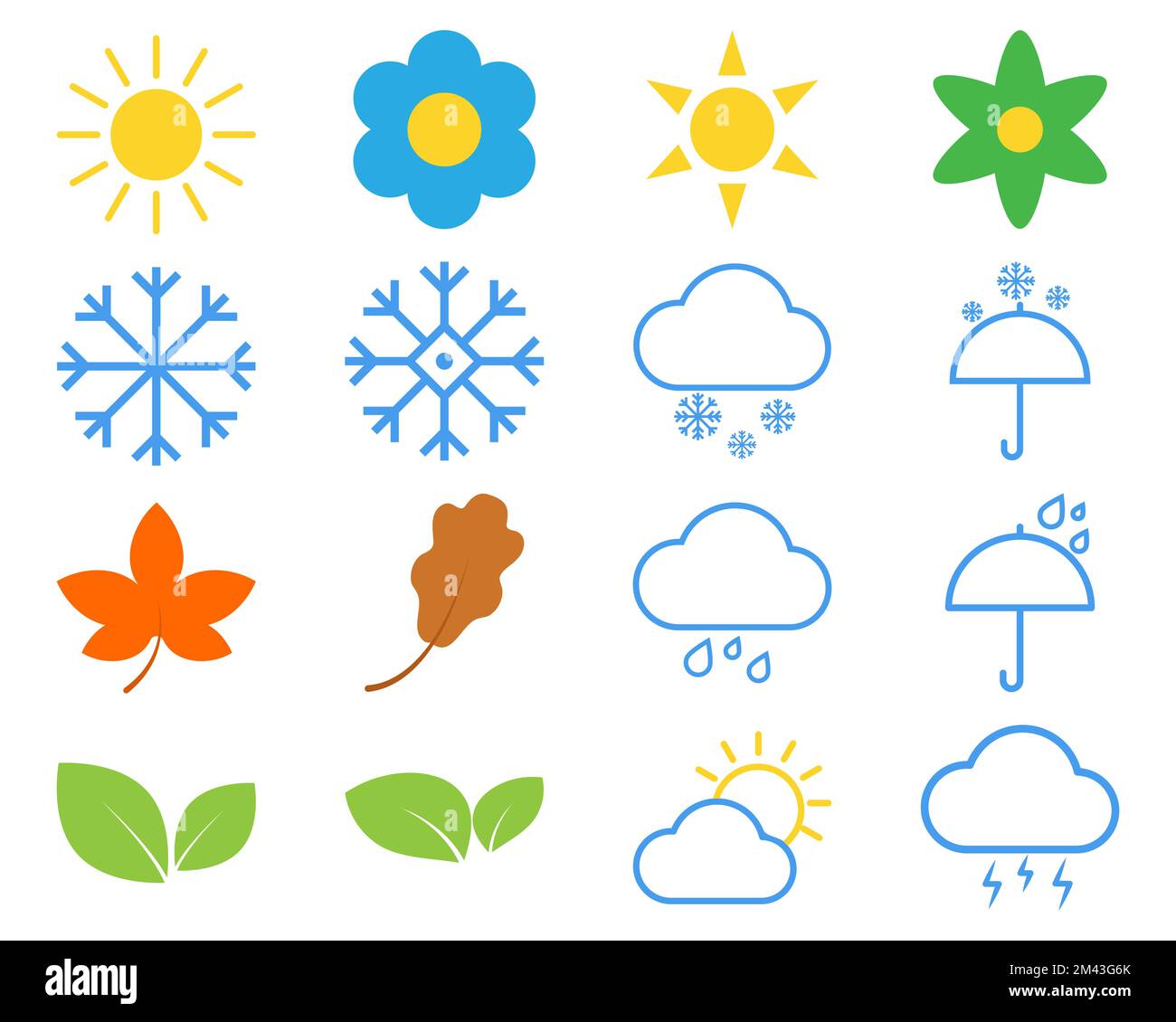 Season icon set. Vector illustration isolated on white background Stock ...