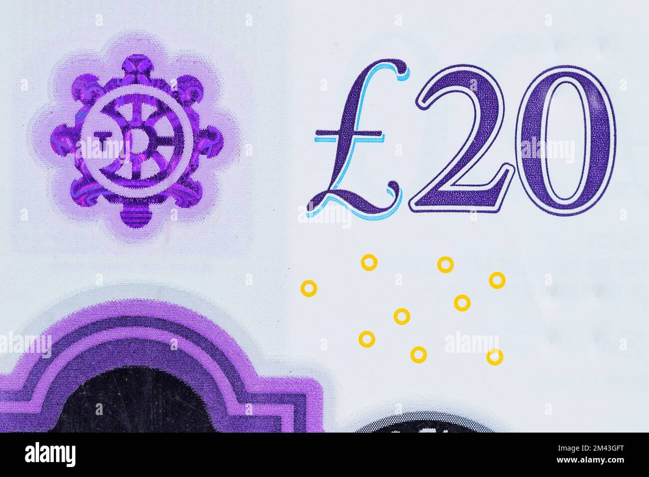 A close up of a polymer Bank of England £20 note Stock Photo - Alamy