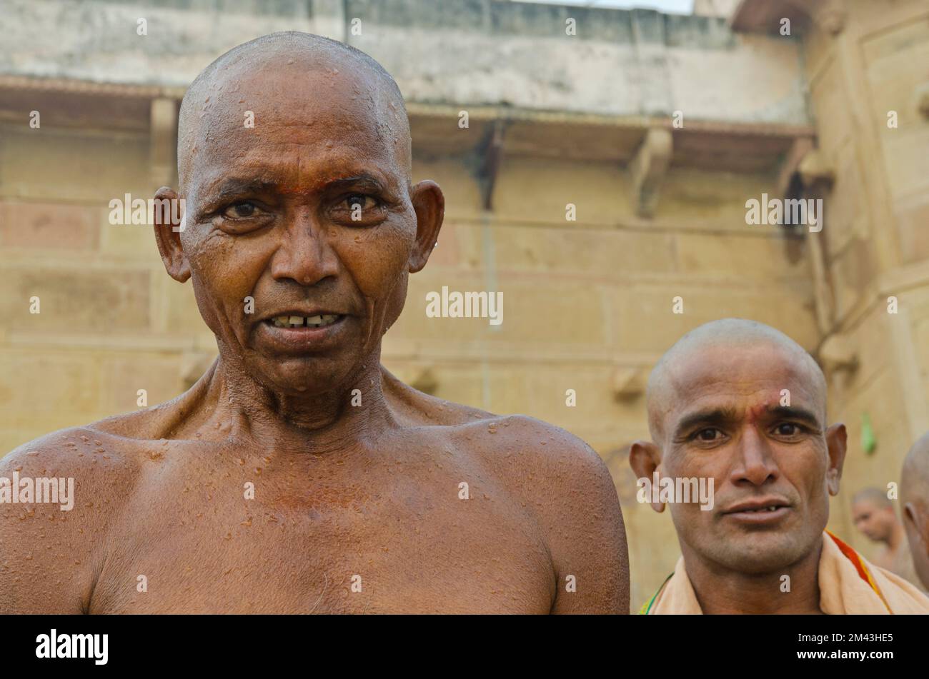 Portrait of a shaved man. Shaving head and beard is part of the ritual ...