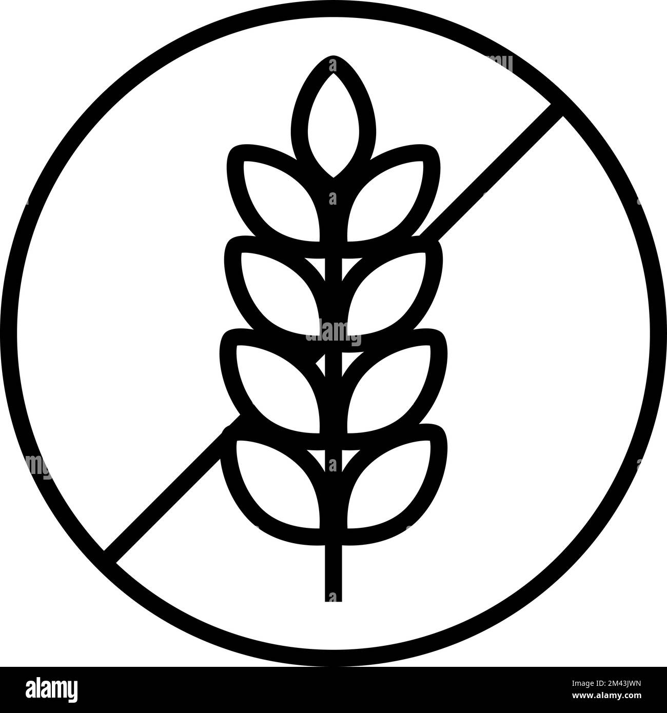 Gluten free isolated label icon. No wheat black and white vector symbol ...
