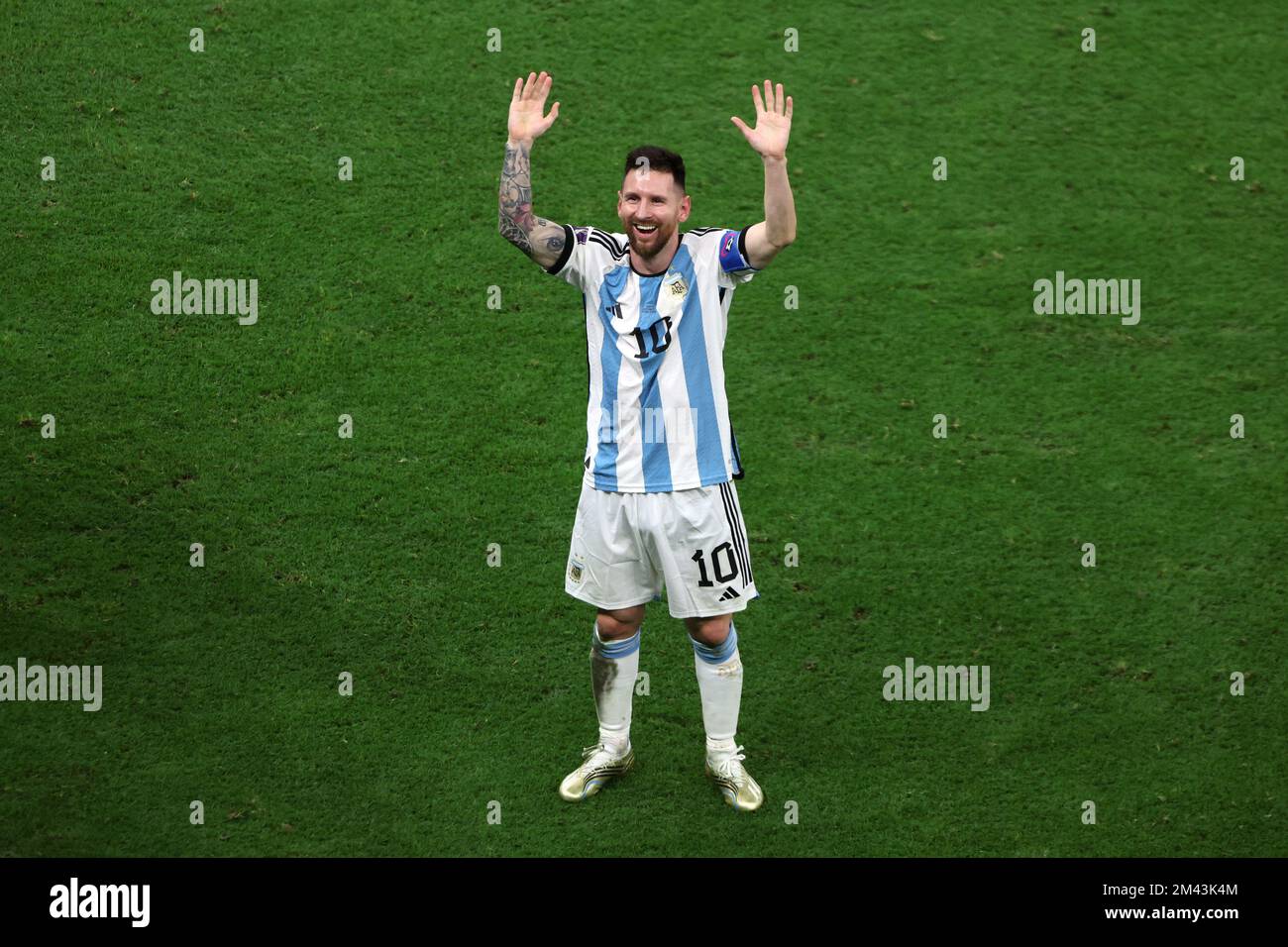 LUSAIL CITY, QATAR - DECEMBER 18: Lionel Messi of Argentina celebrate ...