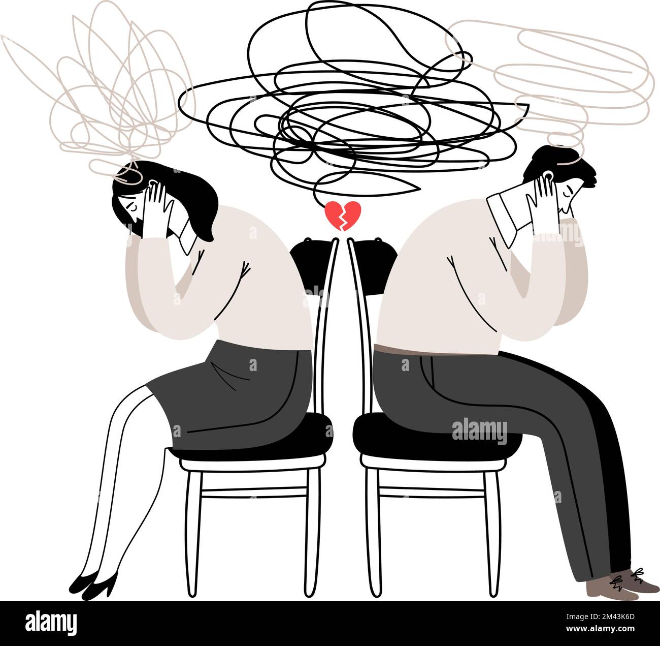 Quarrel between a man and a woman. Scandal, divorce, betrayal. Confused ...