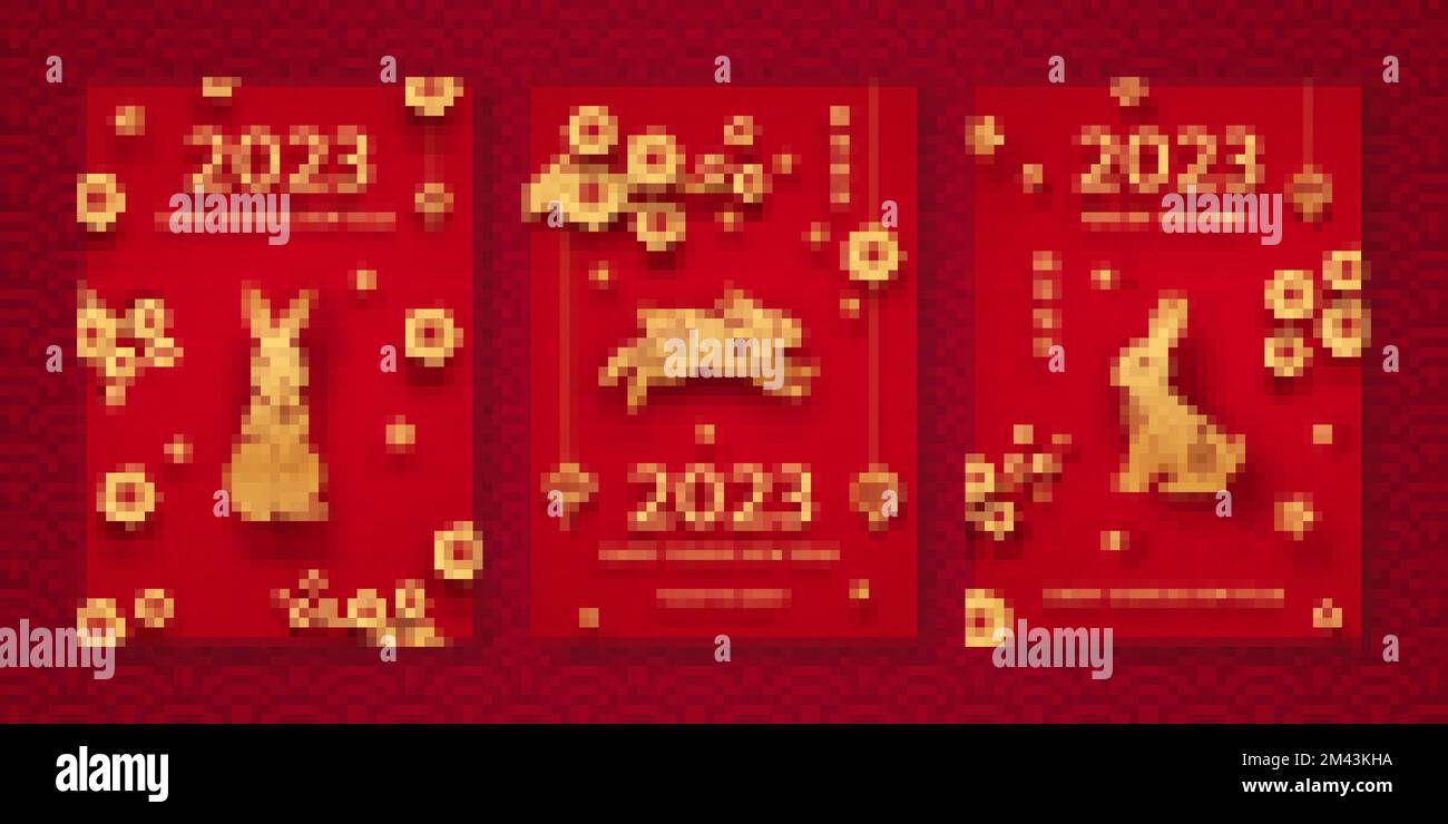 Chinese new year hares. 2023 years symbol number abstract hare, beijing ...