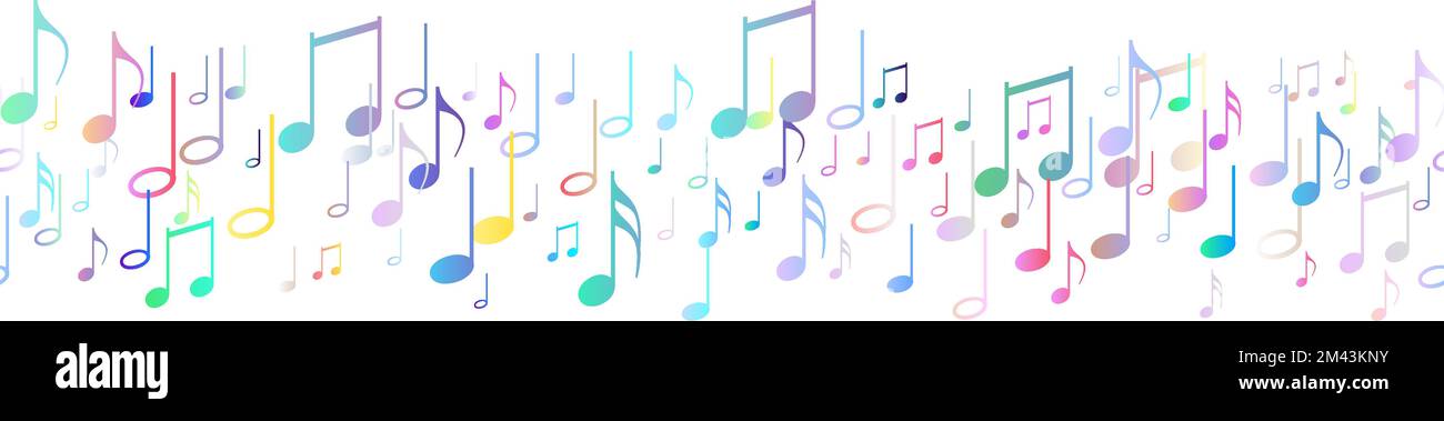 Seamless flying musical notes on white. Musical symbols for banner of ...