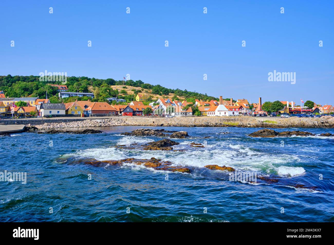 Sea front of Gudhjem, Bornholm island, Denmark, August 15, 2022 Stock ...
