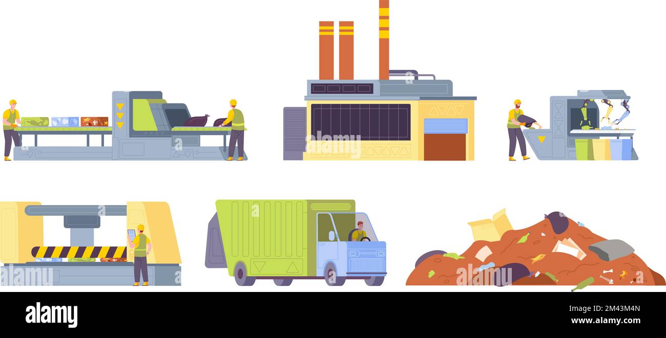 Garbage recycle factory. Manufacturing process recycling and plastic ... Garbage recycle factory. Manufacturing process recycling and plastic ...