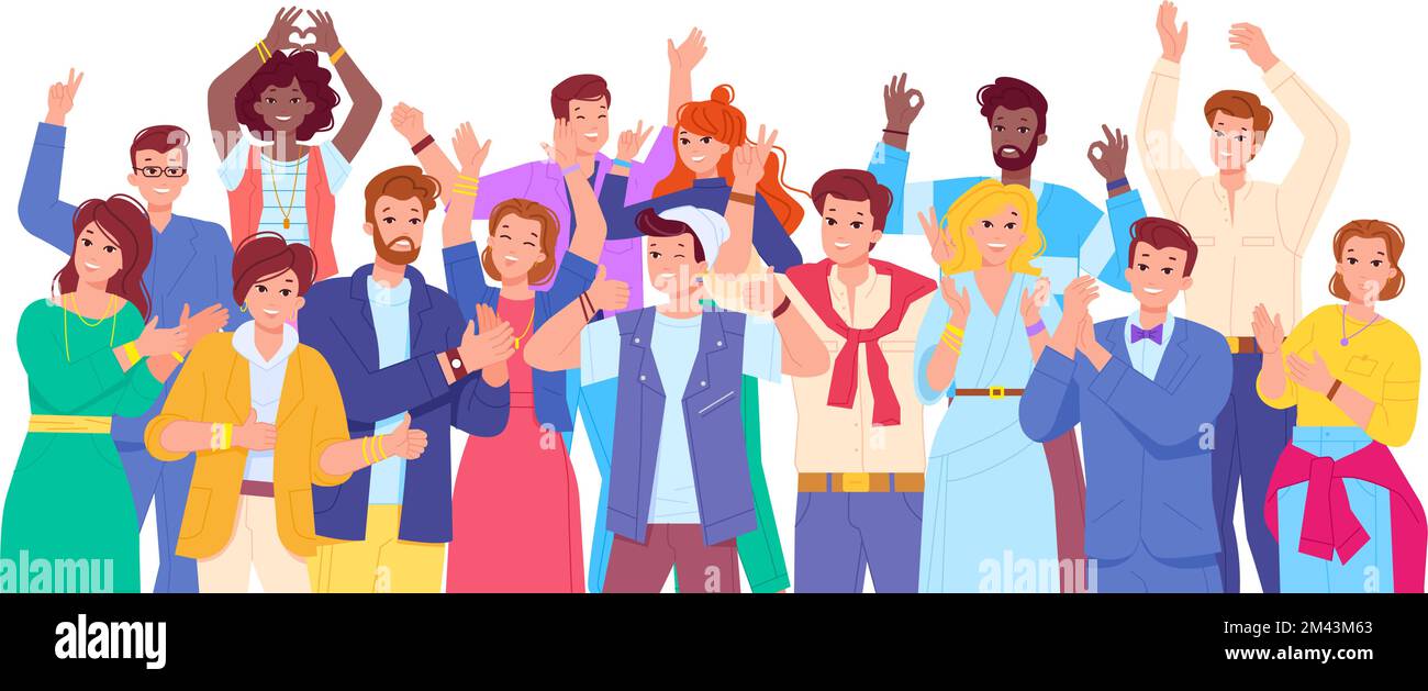 Welcome audience. Team members welcoming new employee or invite ...