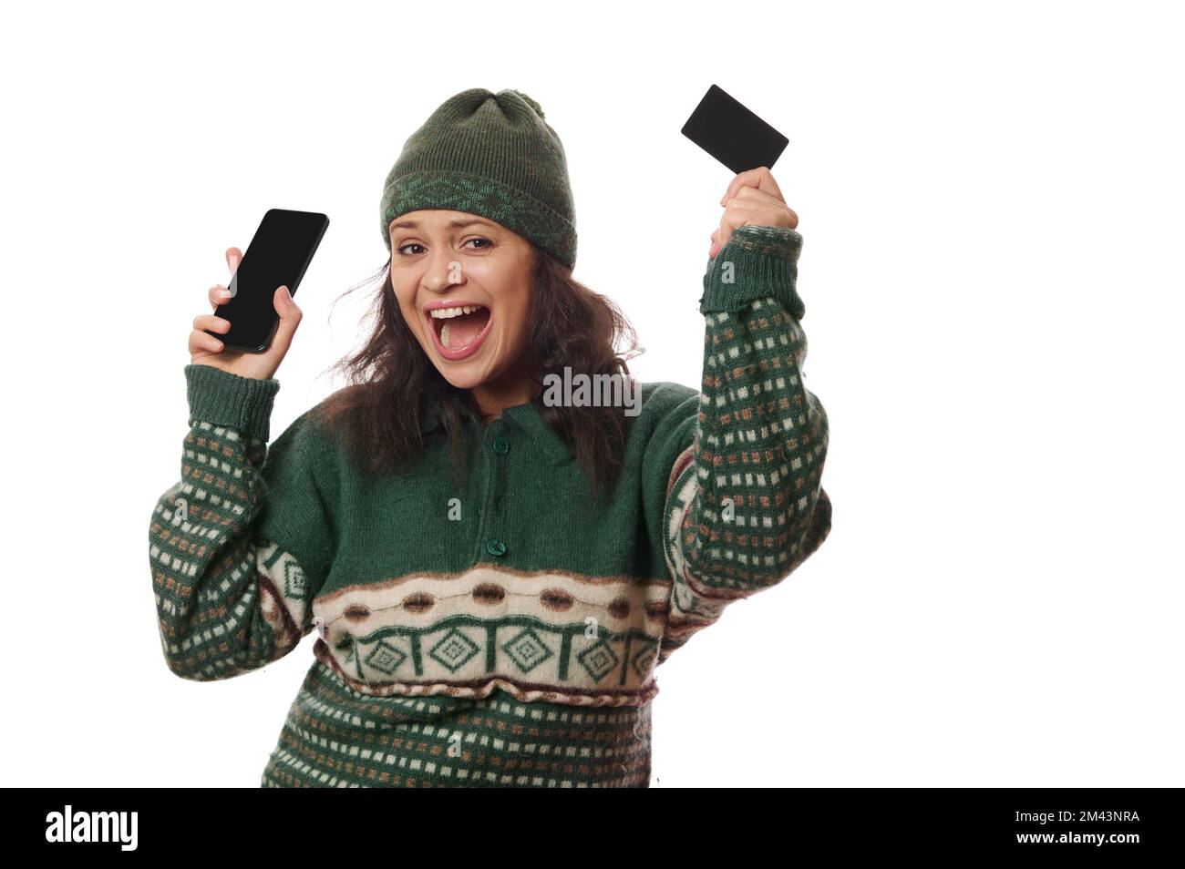 Isolated on white background - pleasant Latin American young woman ...