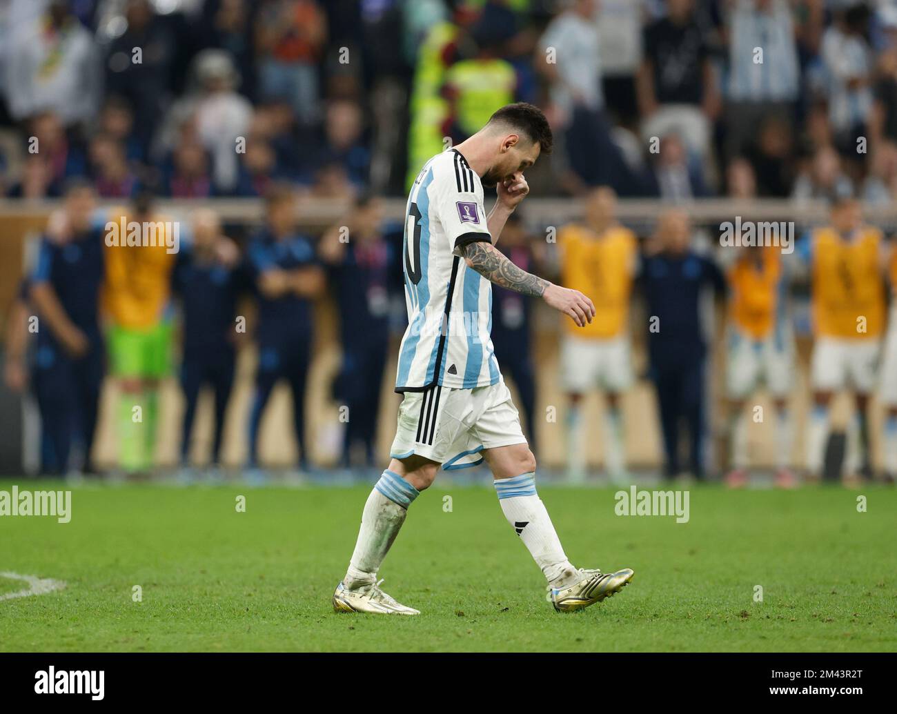 Lusail, Qatar. 18th Dec, 2022. Lionel Messi of Argentina prepares to ...