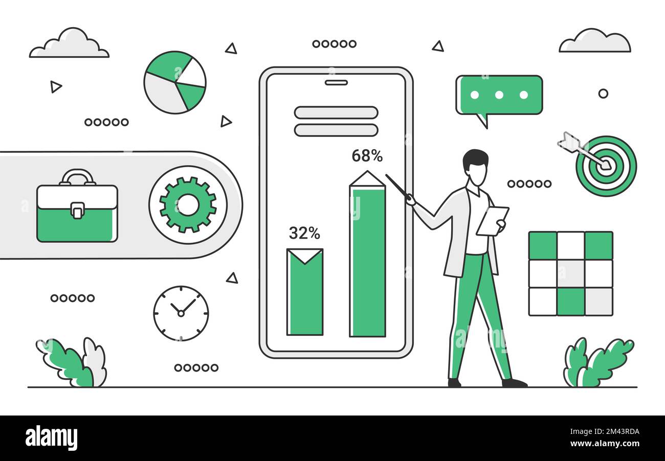 Mobile chart presentation. Business data visualization, reporting ...