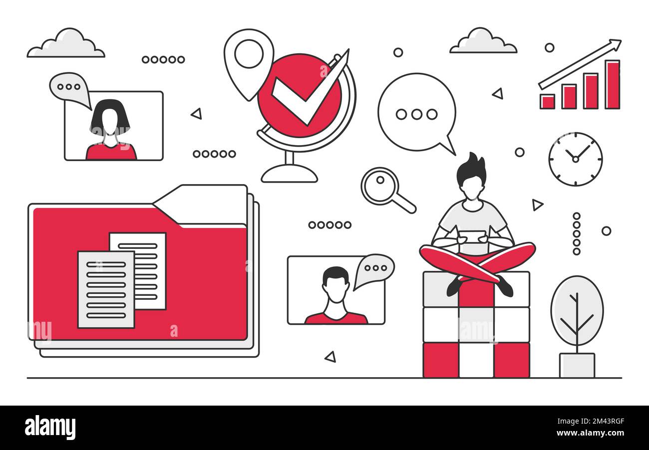 Team chat meeting. Online brainstorming conference, teamwork ...