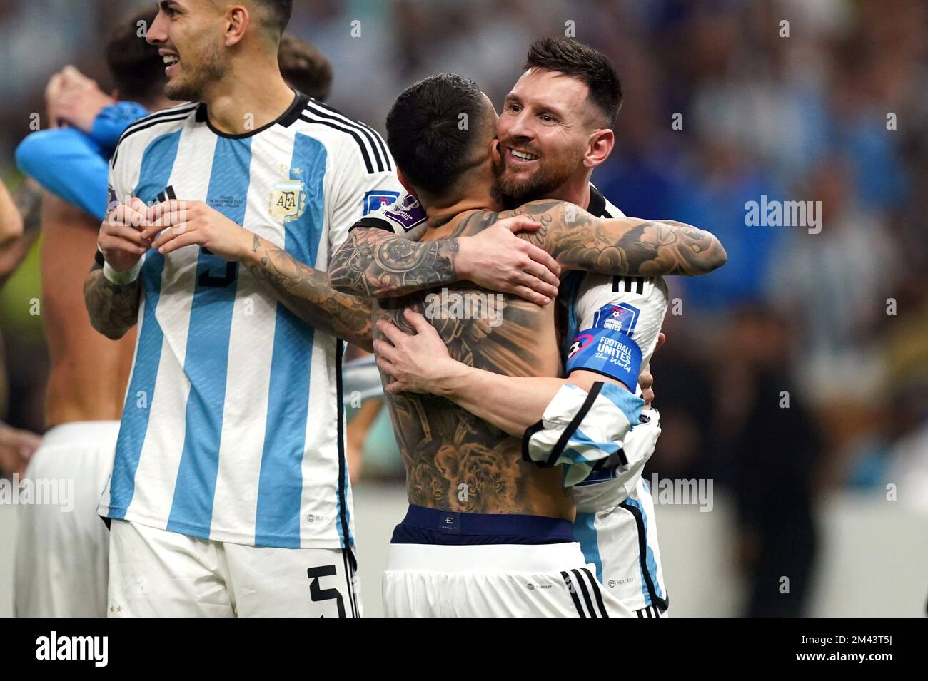 Argentina's Lionel Messi (right) celebrates following the FIFA World ...