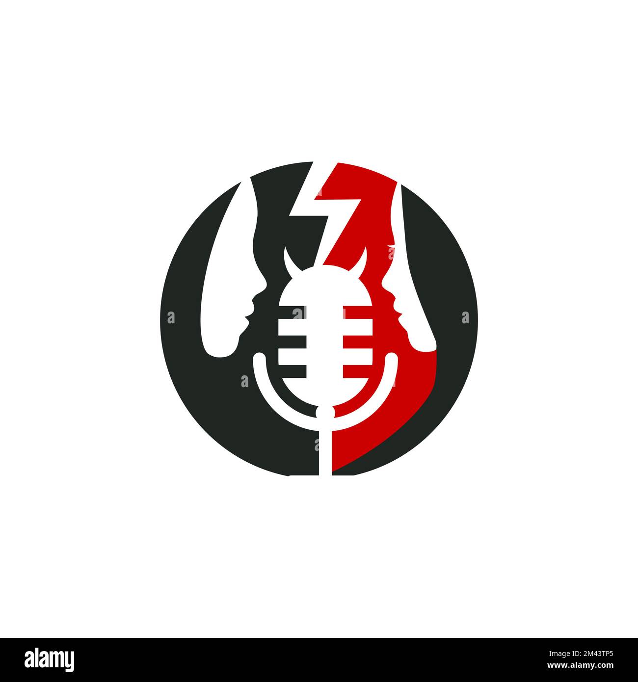 Best podcast ever illustration. two poeple guys speaking in microphone ...