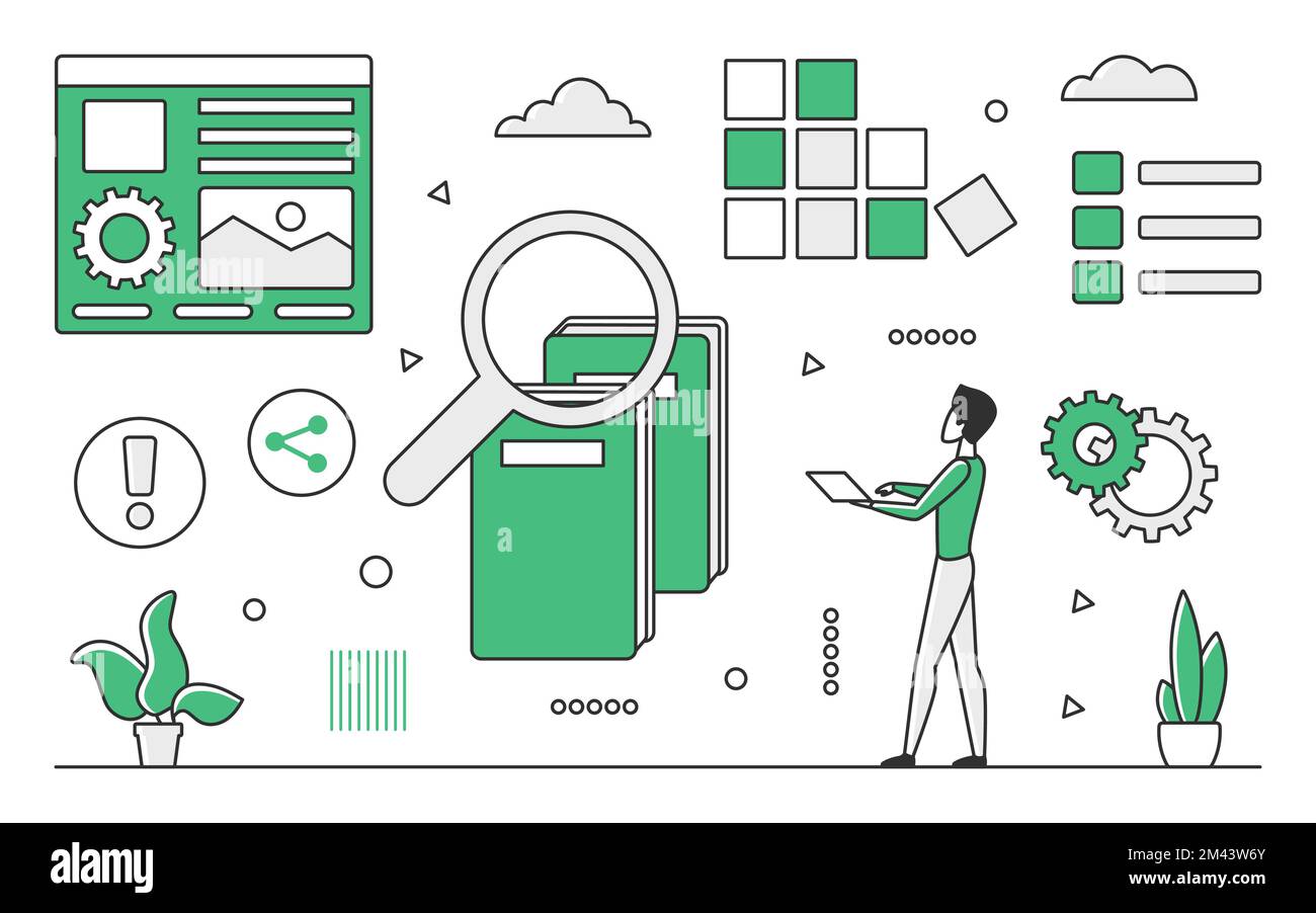 Data information structuring. Database center, statistics files storage ...
