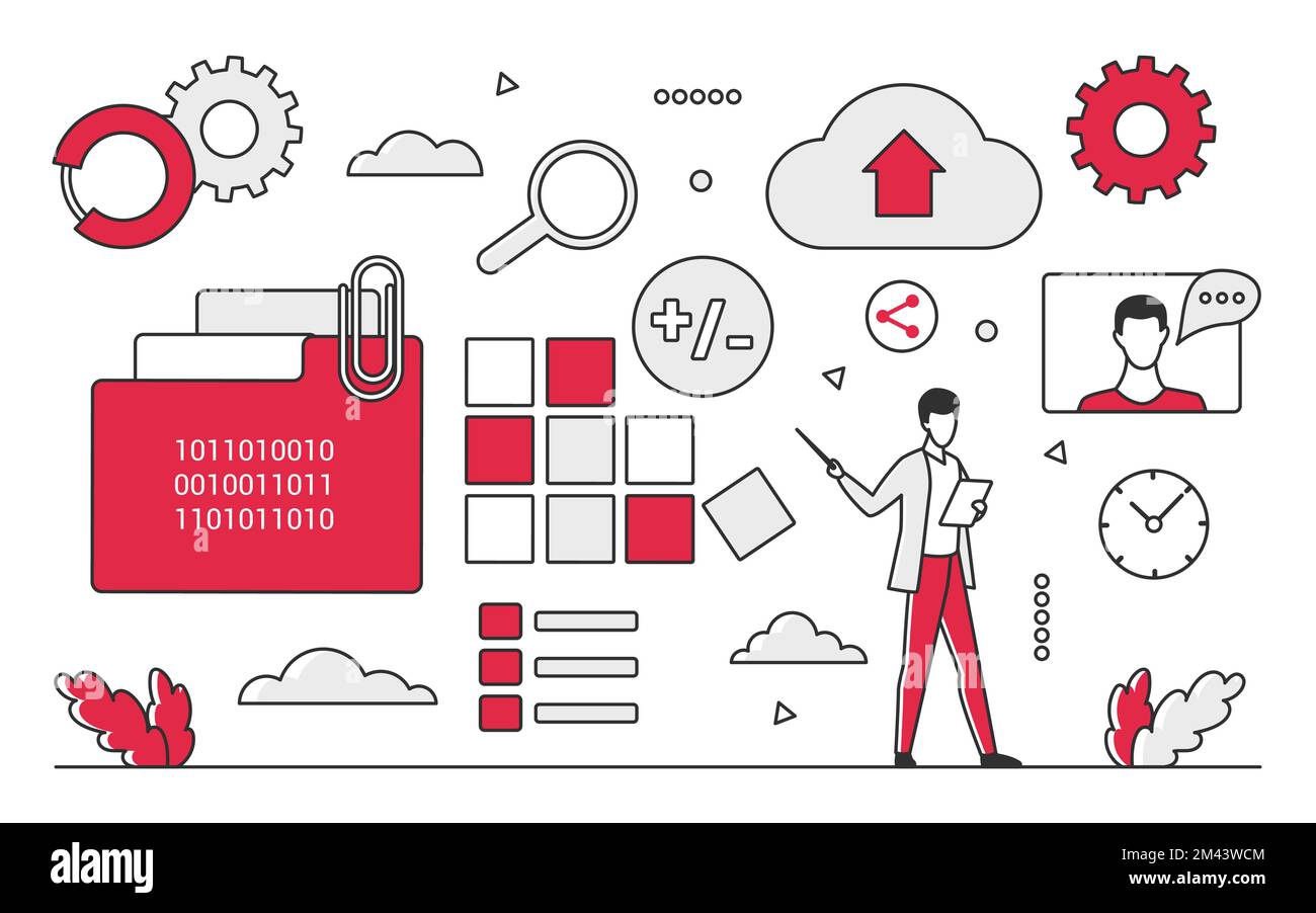 Digital data folder. Information storage, web statistics library, cloud ...