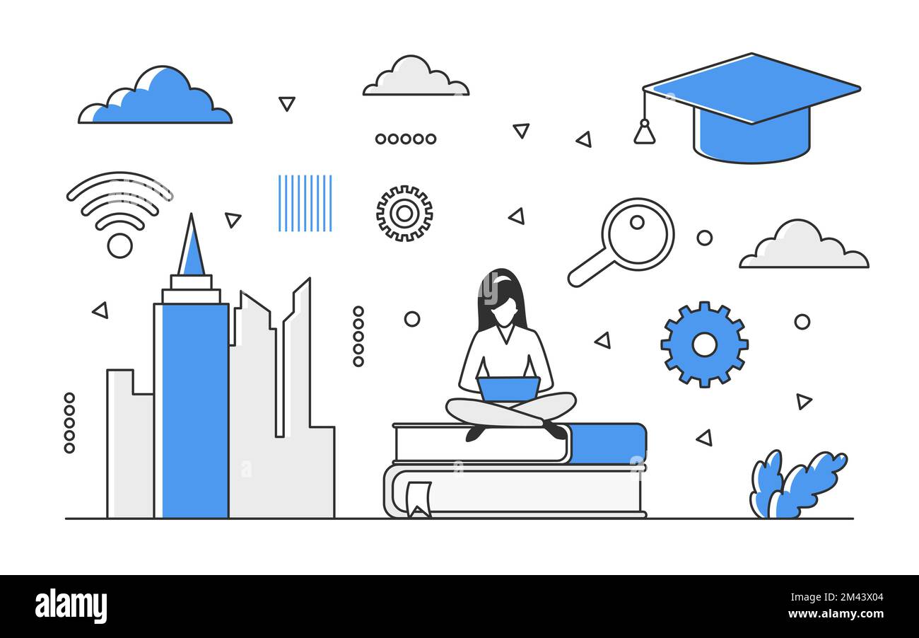 University education degree. Learning program, diploma gaining, student ...