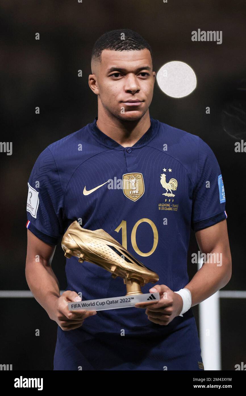 Lusail, Qatar. 18th Dec, 2022. Kylian Mbappe of France poses with his ...