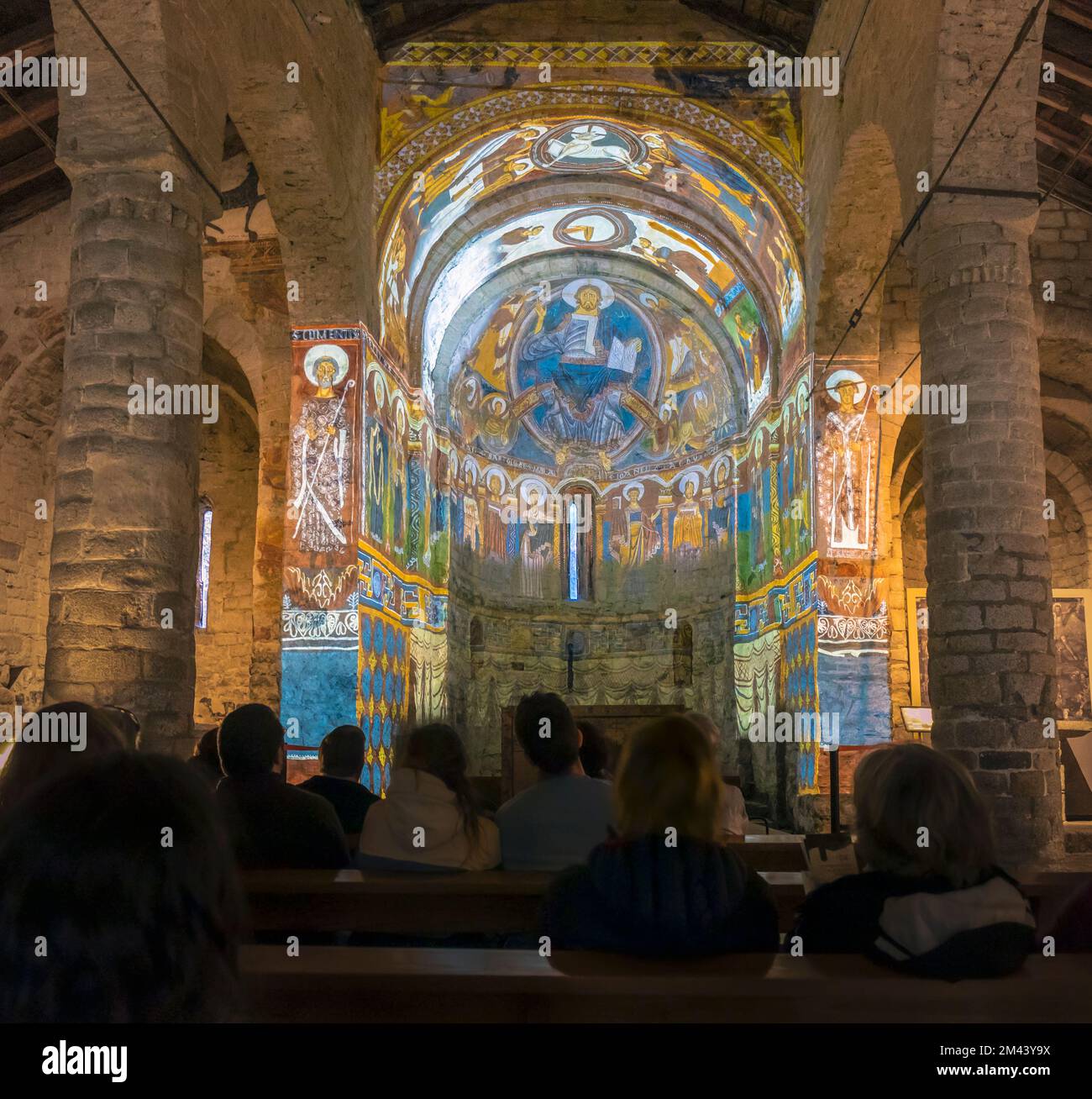 Interior of Romanesque church of Sant Climent, consecrated in 1123 ...