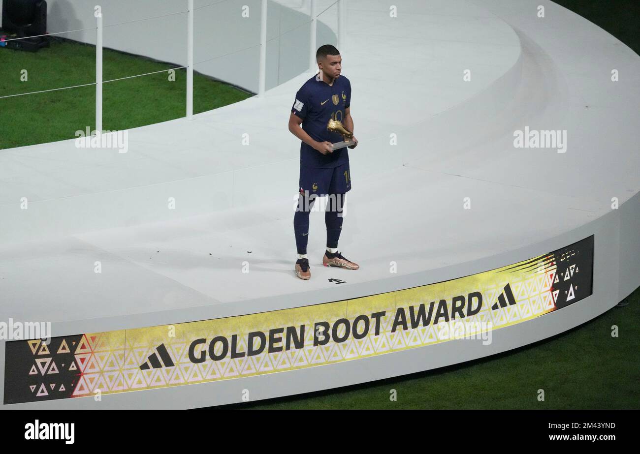 Lusail, Qatar. 18th Dec, 2022. Kylian Mbappe of France poses with his ...