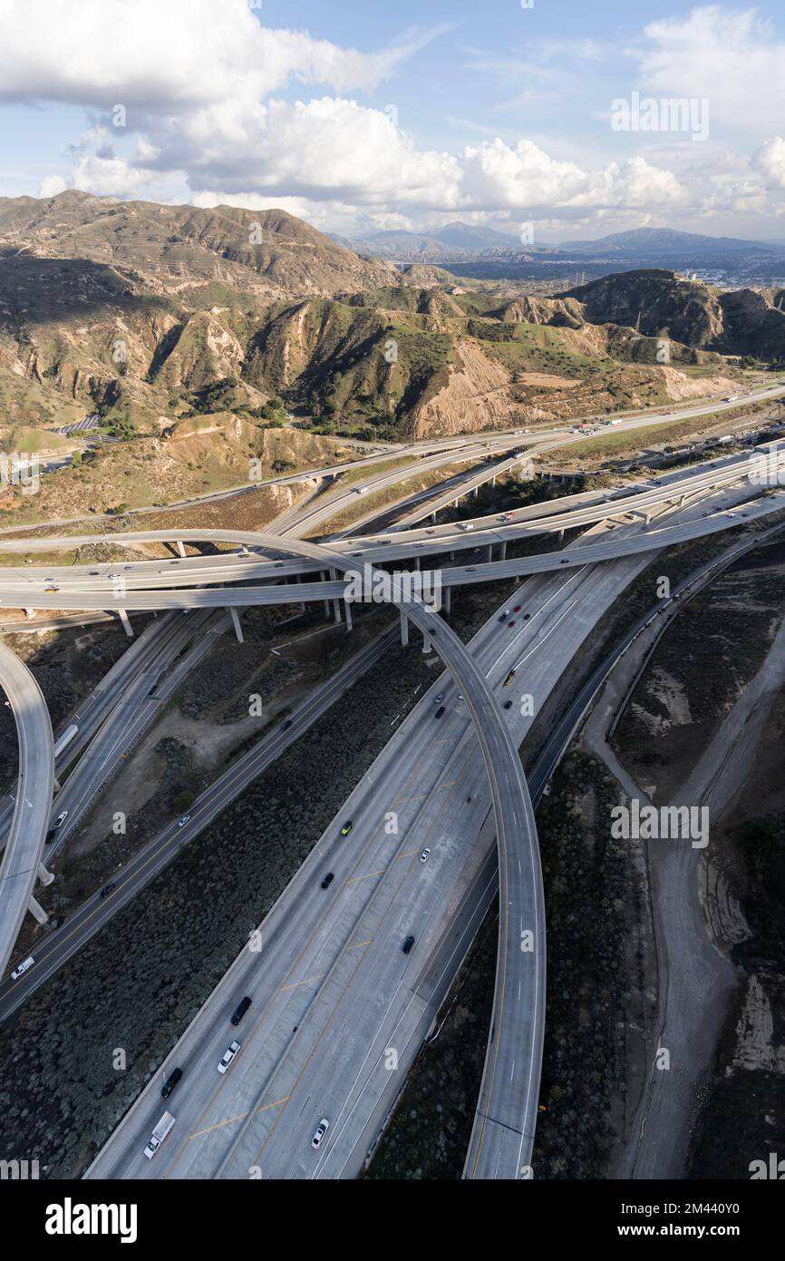 Vertical aerial view of the Golden State 5 and Antelope Valley 14 ...