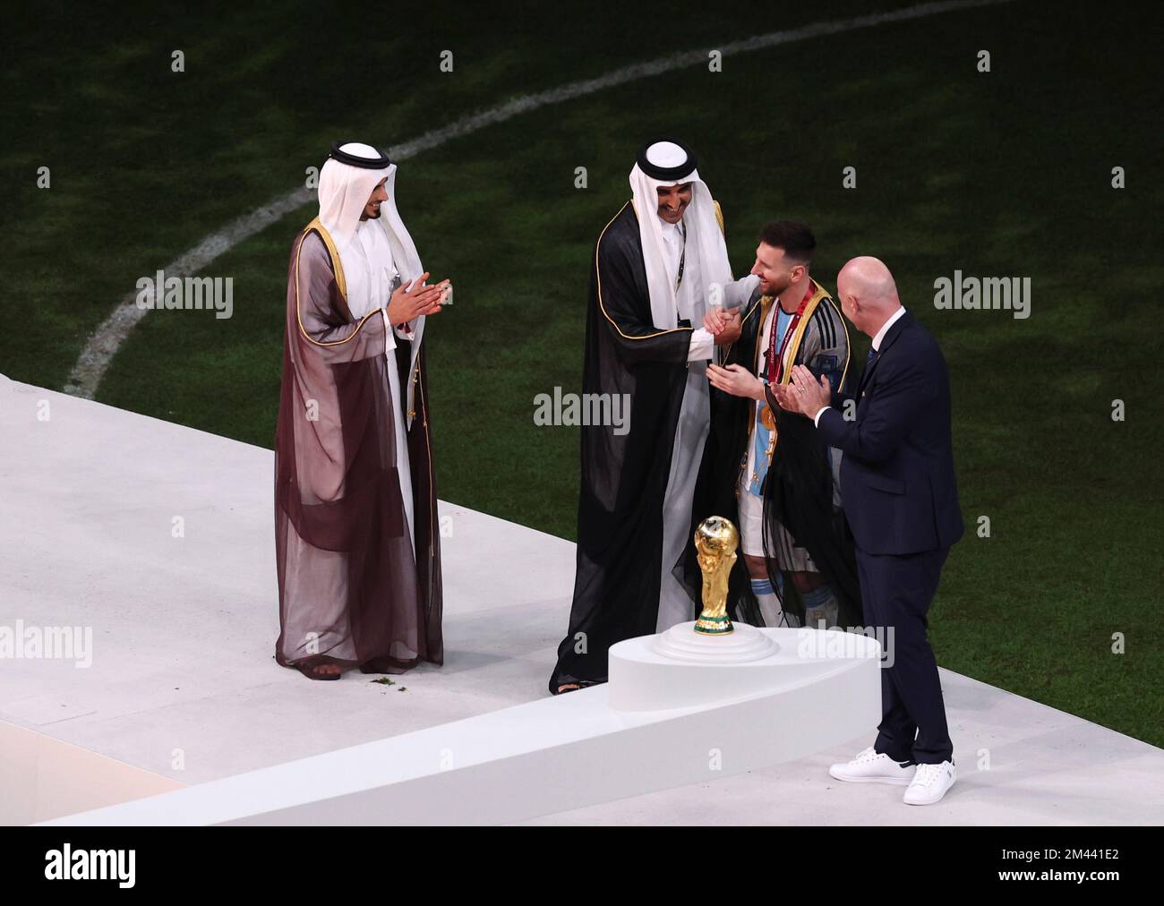 Lusaier, Qatar. 18th Dec, 2022. Lionel Messi (2nd R) of Argentina is ...