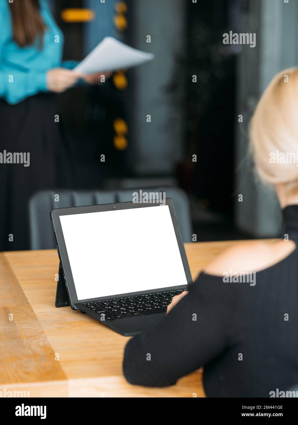 office work computer mockup online conference Stock Photo - Alamy
