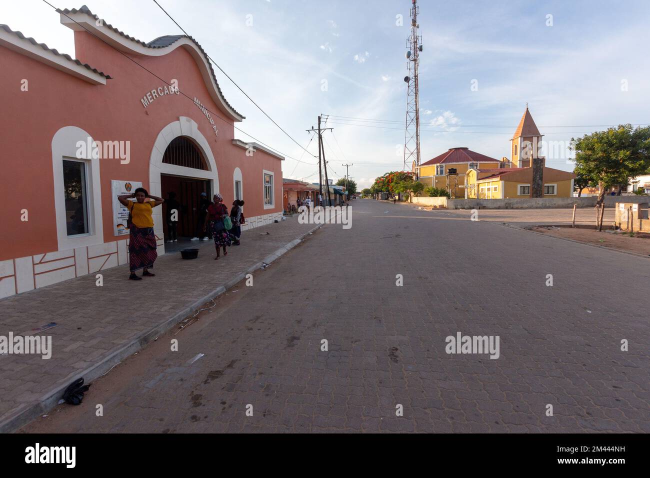 Street in the village of Zavala, containing the Municipal Market and a ...