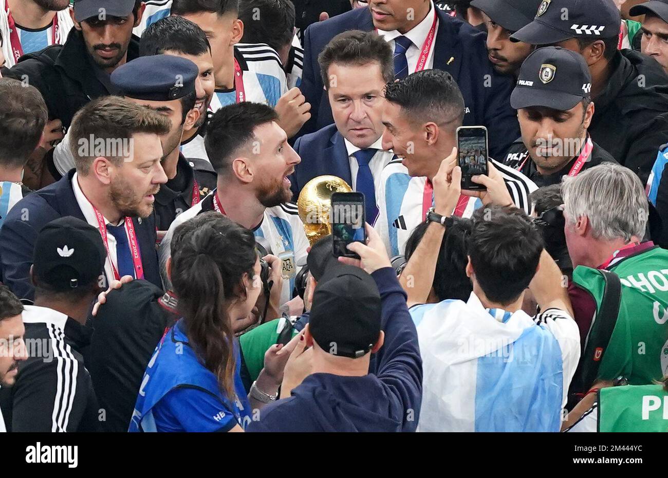 Lionel messi world cup trophy lift hi-res stock photography and images ...