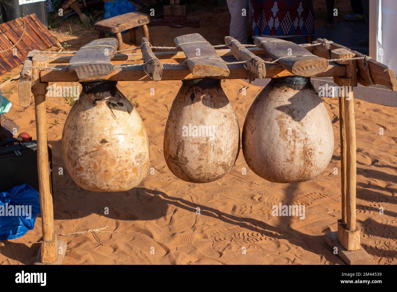 Traditional african culture herigate bass mbila, made with three large ...