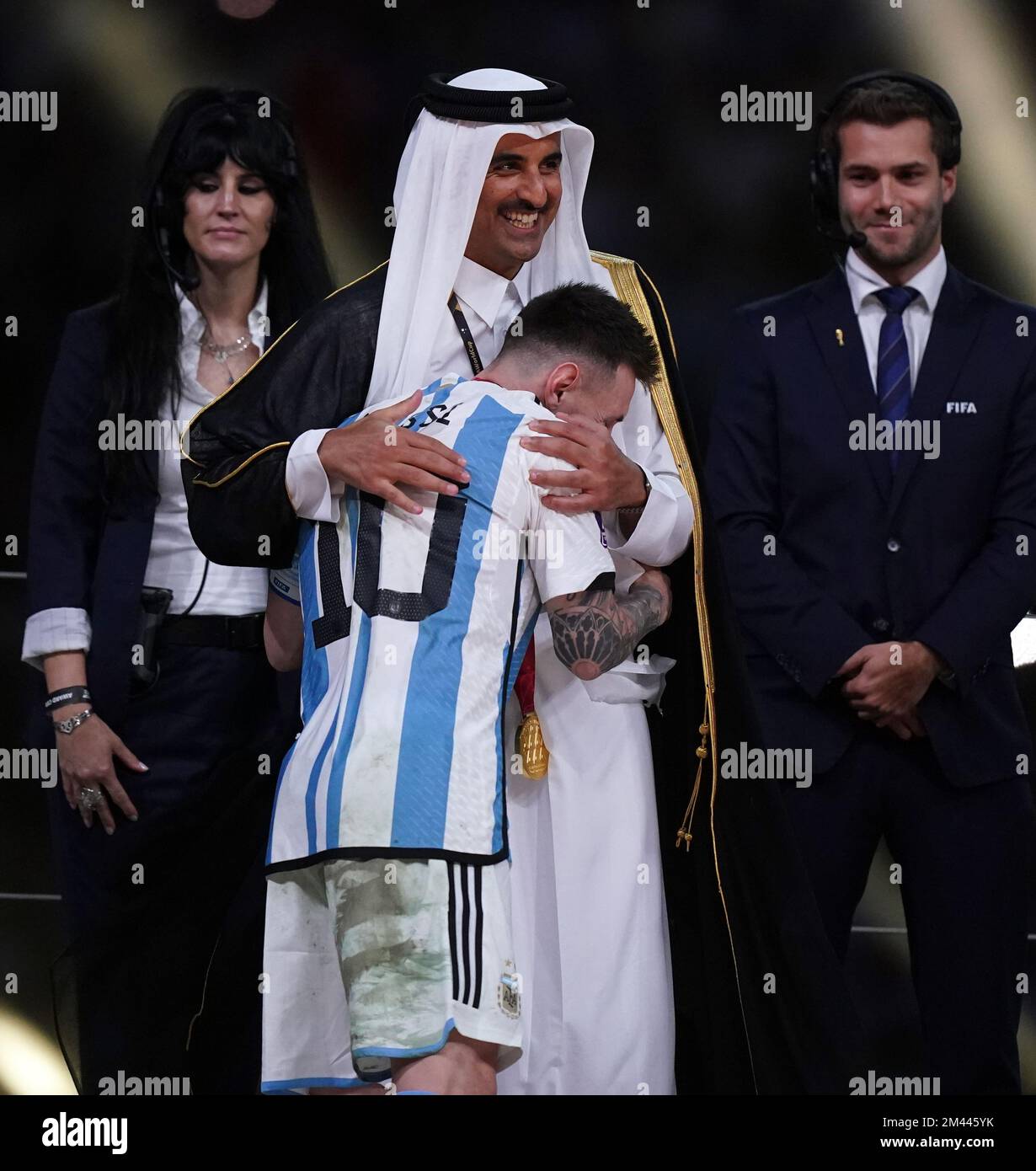 Argentina's Lionel Messi with the Emir of Qatar, Sheikh Tamim bin Hamad ...