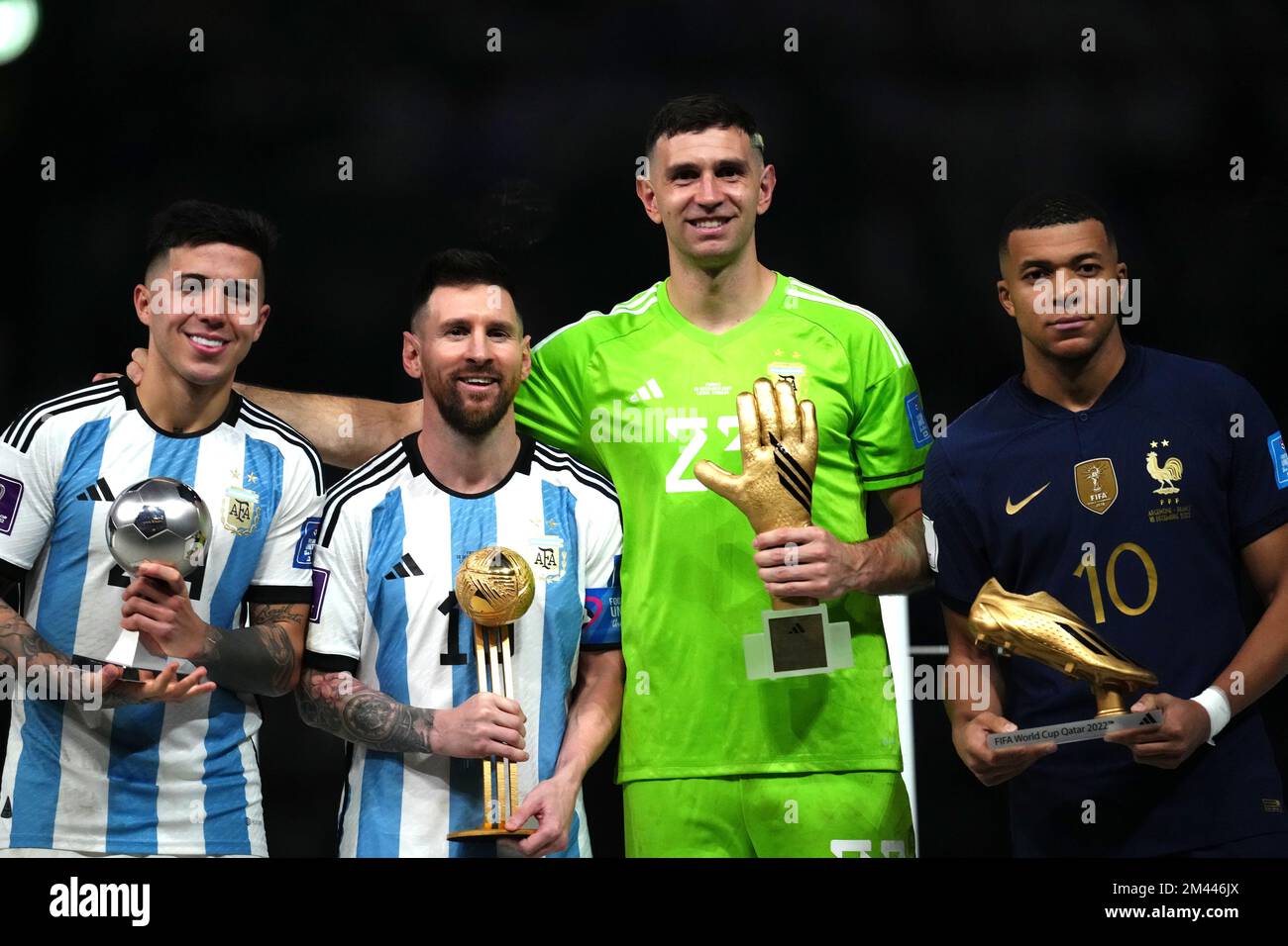 Argentina's Enzo Fernandez, young player award, Lionel Messi, golden ball, goalkeeper Emiliano ...