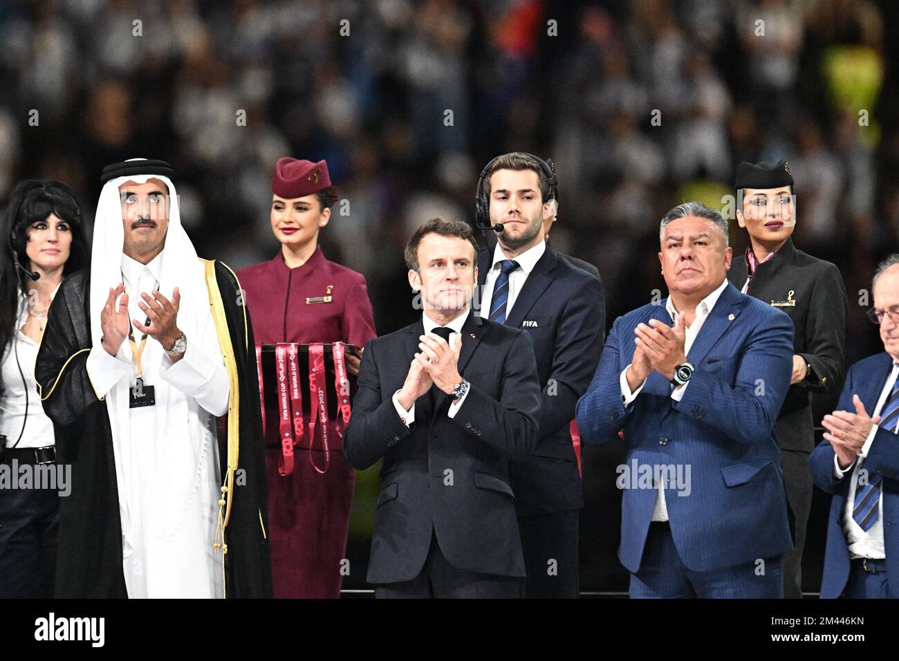 Doha, Qatar on December 18, 2022. French President Emmanuel Macron ...