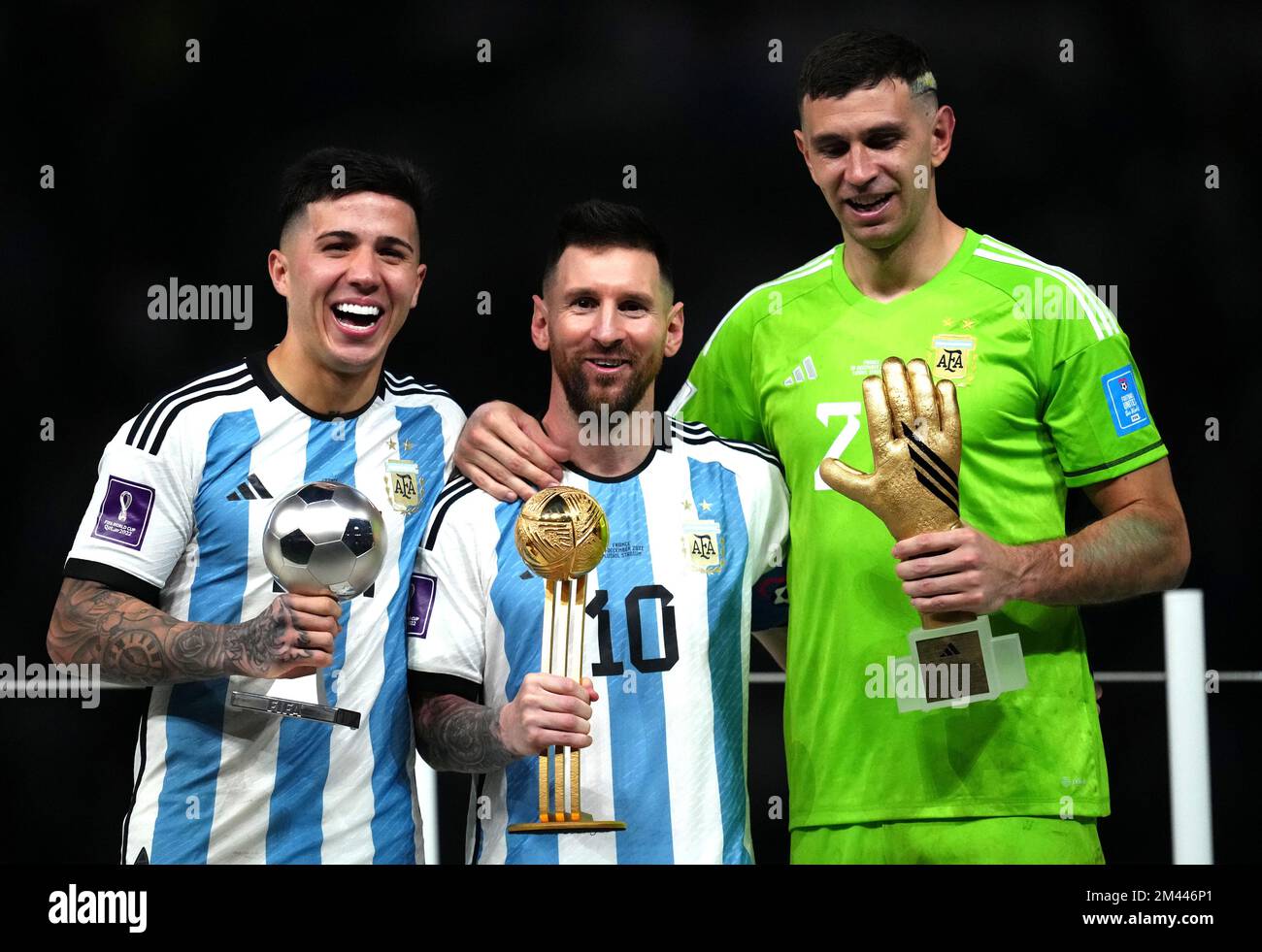 Argentina's Enzo Fernandez, young player award, Lionel Messi, golden ball, and goalkeeper ...