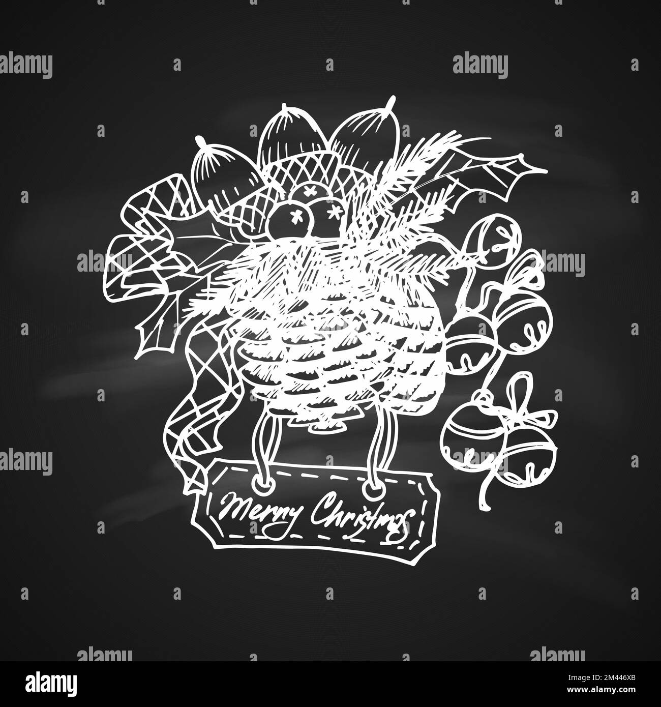 Chalk Drawing Illustration for Merry Christmas and Happy New Year Print ...